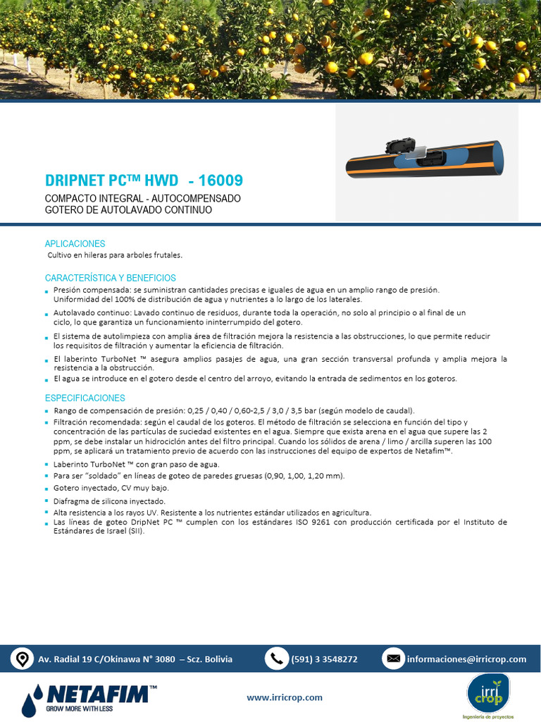 Drip Net PC 16009 2 | PDF | Filtración | Agua