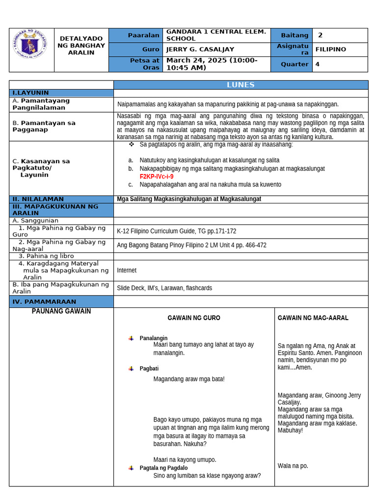 FINAL DEMO DLP FILIPINO2 4thQ | PDF