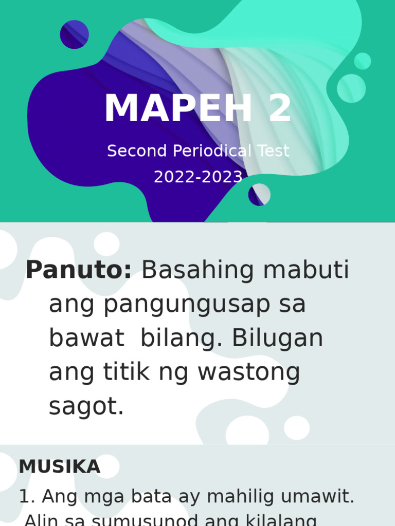 MAPEH 2 Second Periodical Test | PDF