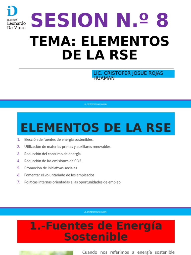 Sesion 8-Elementos de La Rse | PDF | Energía renovable | Uso eficiente de energía