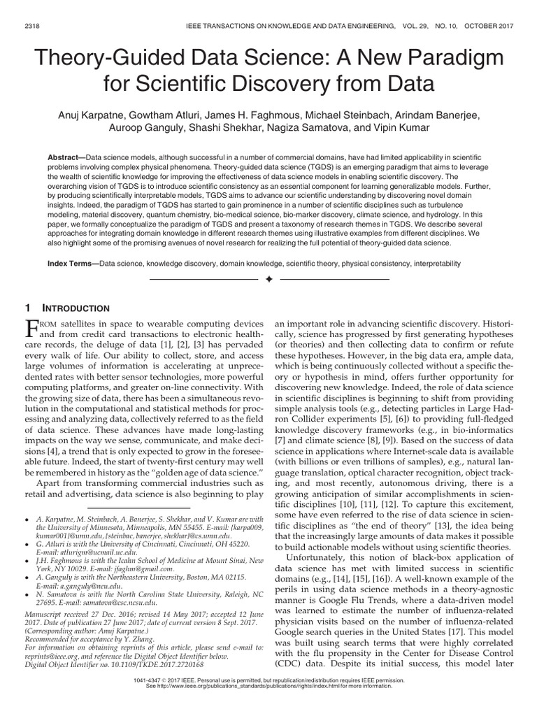 Theory-Guided Data Science A New Paradigm For Scientific Discovery From Data | PDF | Science ...
