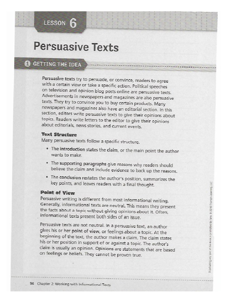 Lesson 6 Persuasive Texts | PDF