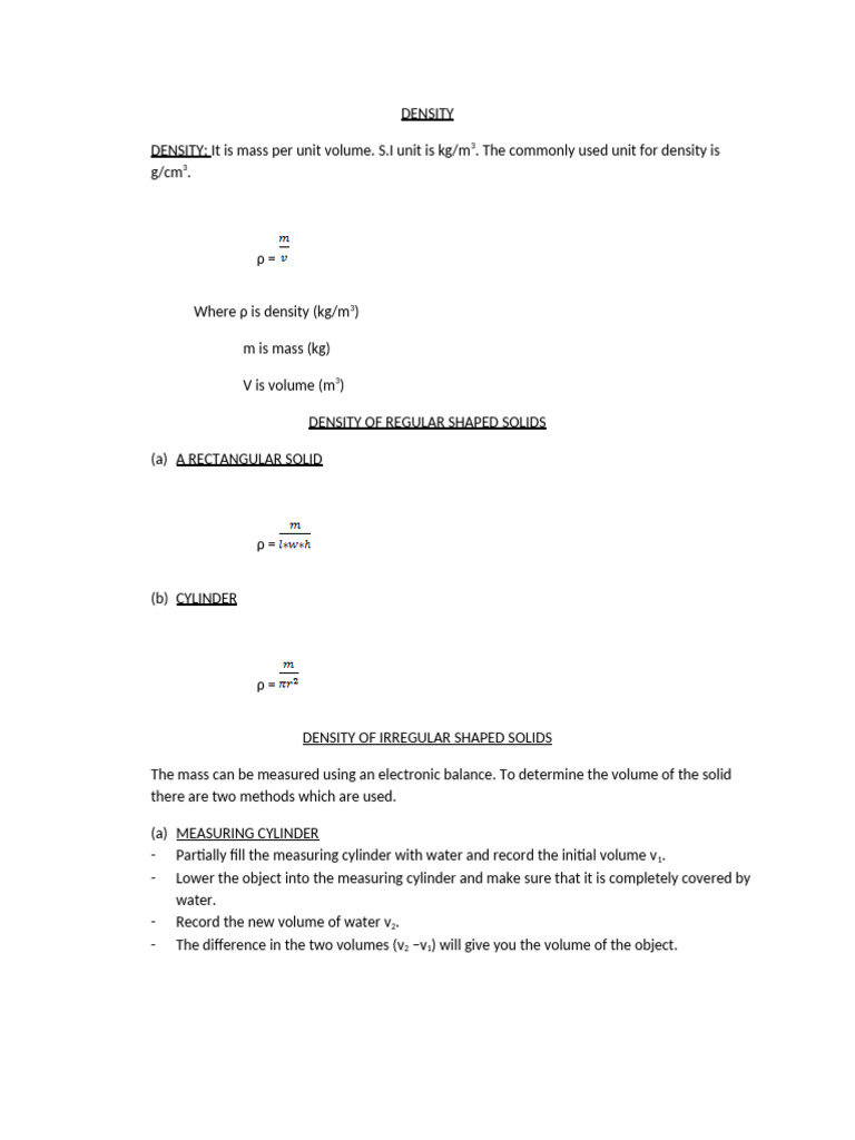 Density of Irregular Solids Methods | PDF
