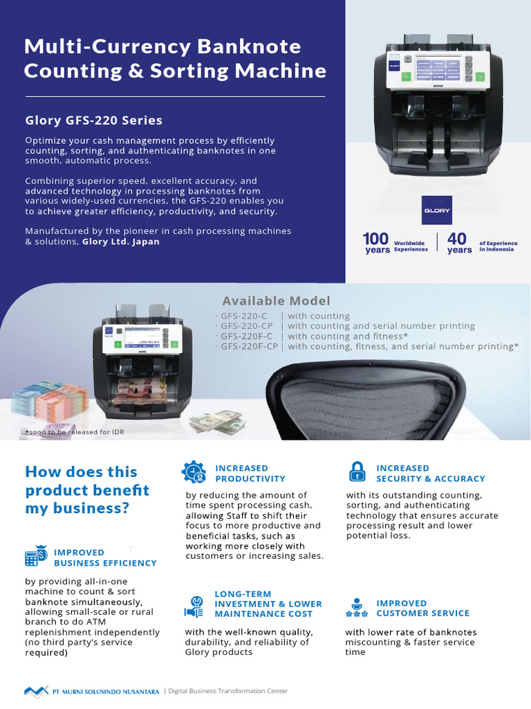 Brochure Product Glory GFS 220 Series | PDF | Cash | Computing