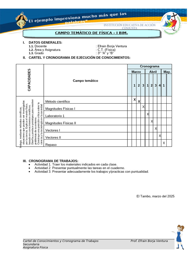 Temario I B FIS 3RO | PDF | Science