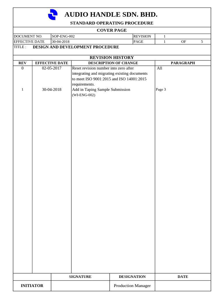 Design and Development SOP Guide | PDF | Quality Assurance ...