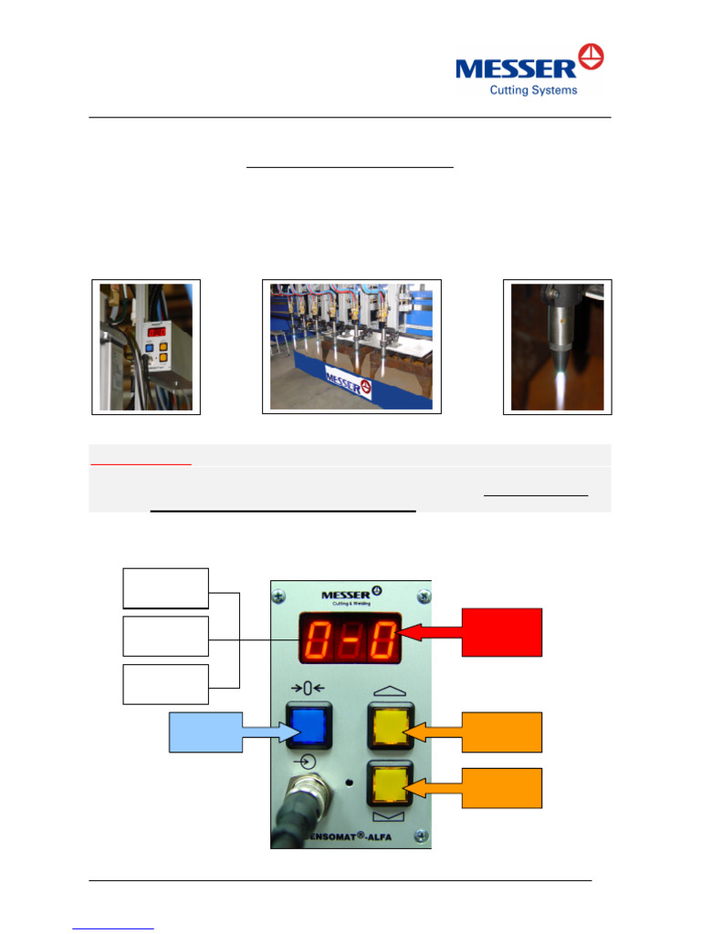 Messer Cutting Systems SENSOMAT - ALFA Short Operation Manual | PDF ...