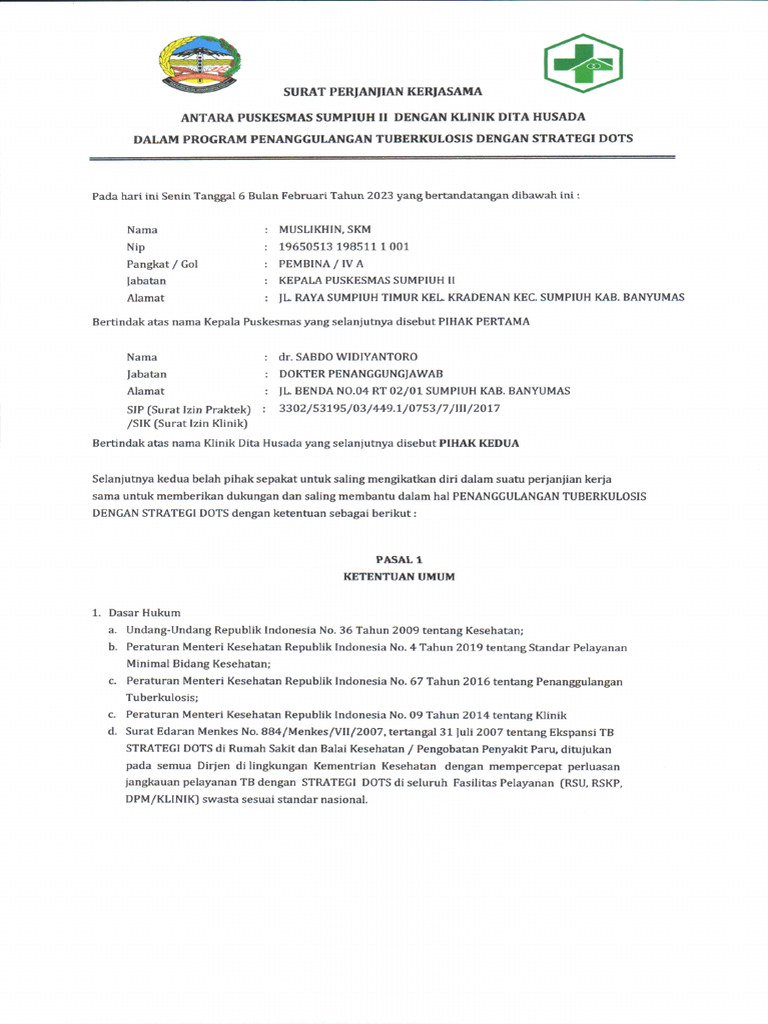 Surat Perjanjian DR - Sabdo Widiyantoro - 0001 | PDF