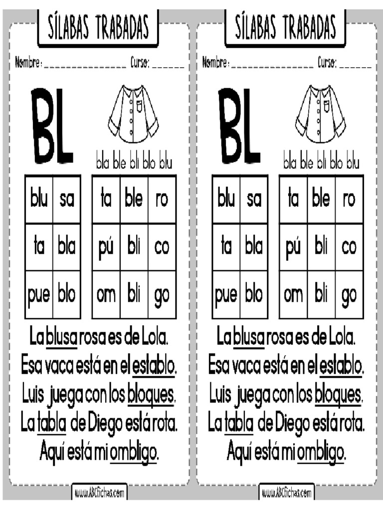 Silaba Trabada BL | PDF