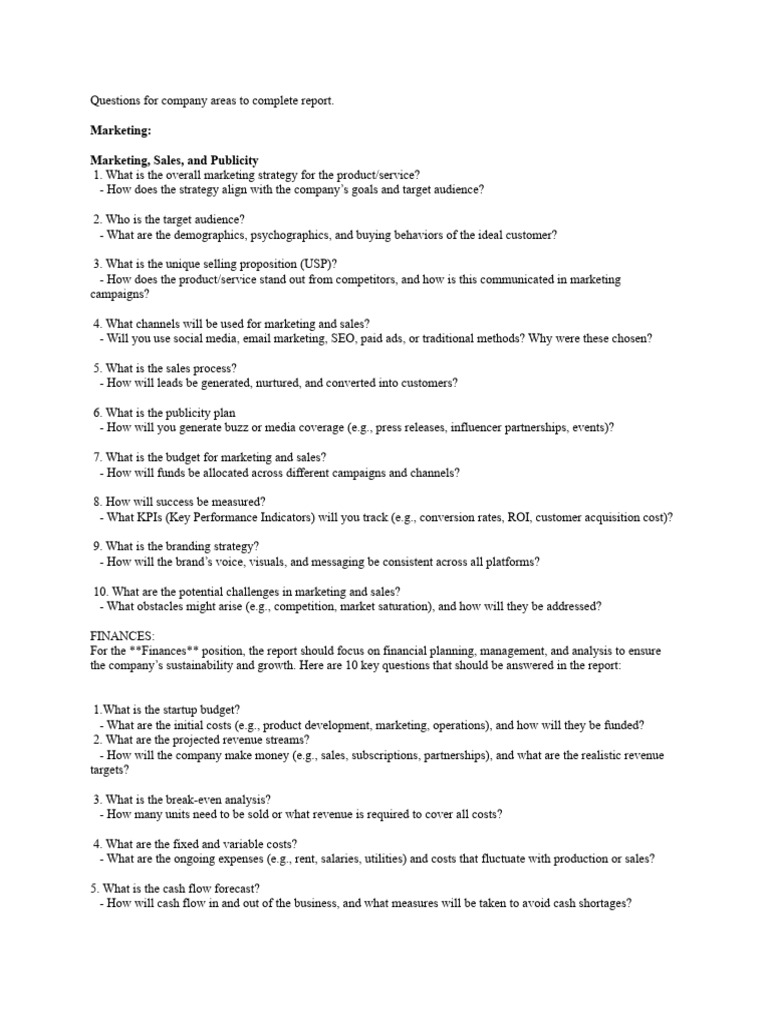 Comprehensive Business Report Questions | PDF | Marketing | Expense