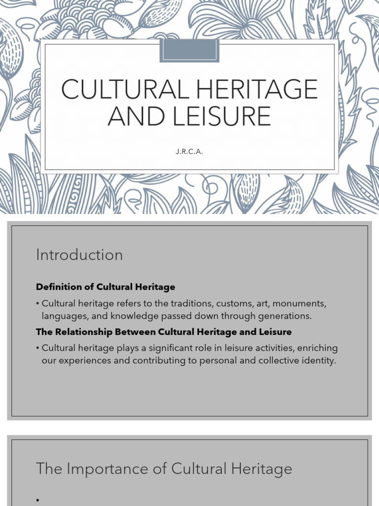 Cultural Heritage's Role in Leisure Activities | PDF | Cultural ...