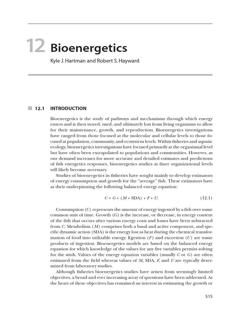 Bioenergetics: Kyle J. Hartman and Robert S. Hayward | PDF | Experiment ...