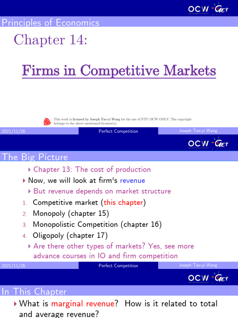 Firms in Competitive Markets (Ch. 14) | PDF | Perfect Competition ...