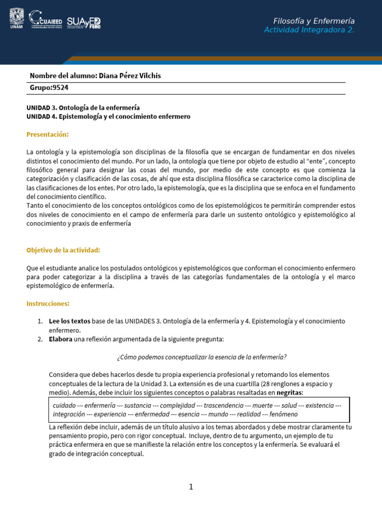 Act2 Perez Vilchis | PDF | Enfermería | Ontología