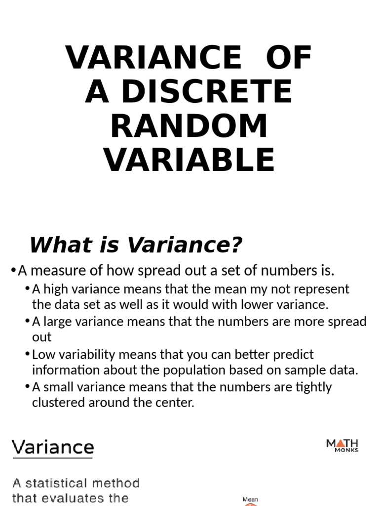 Variance and Standard Deviation of A Discrete Randon | PDF | Variance ...