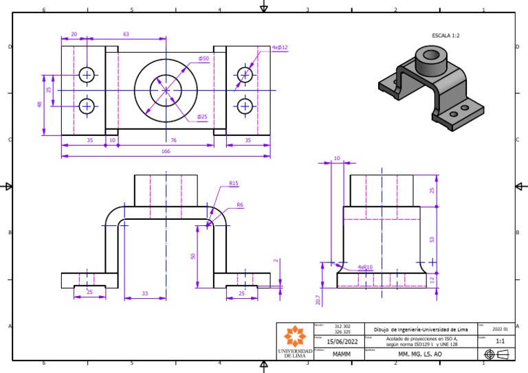 Acotado de Proyecciones en ISO A, Según Norma ISO129 1 y UNE 128 | PDF