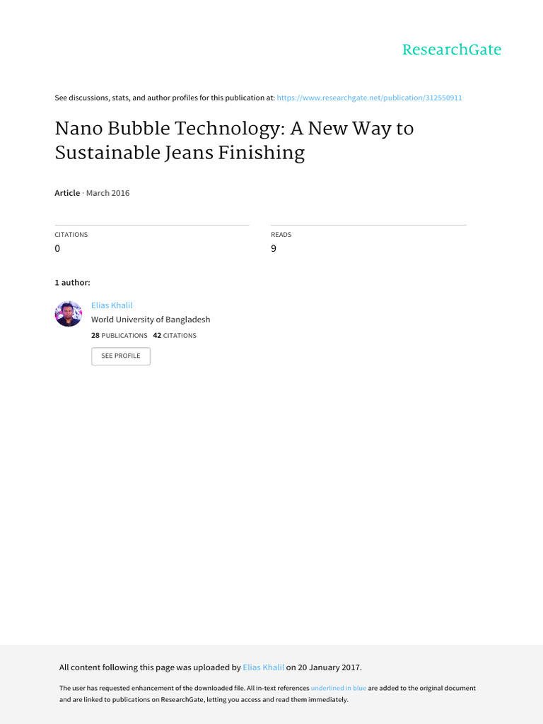 Nano Bubble Technology ANew Wayto Sustainable Jeans Finishing | PDF ...