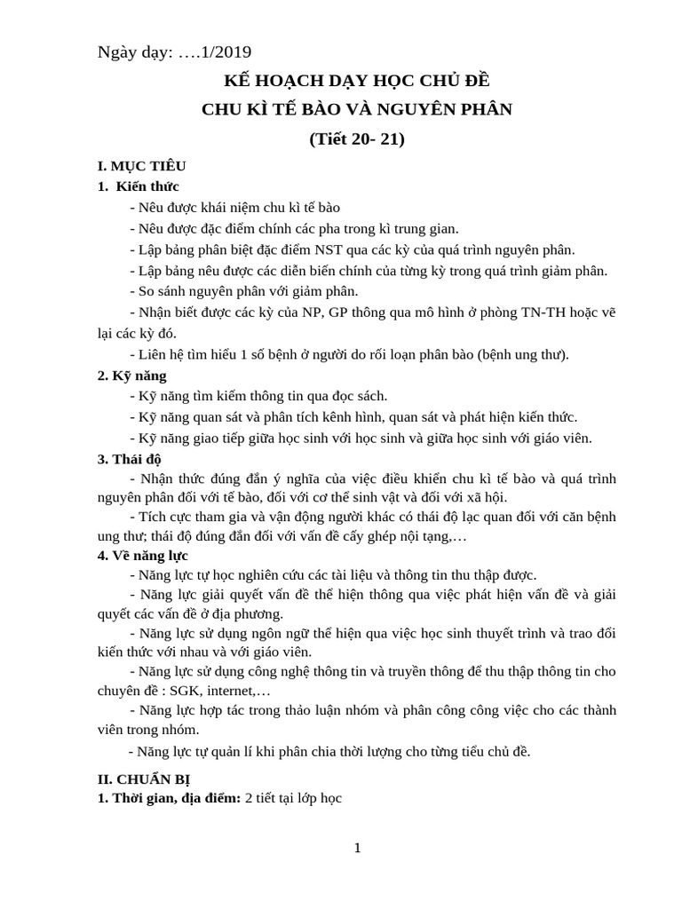 Bai 18 Chu Ki Te Bao Va Qua Trinh Nguyen Phan | PDF