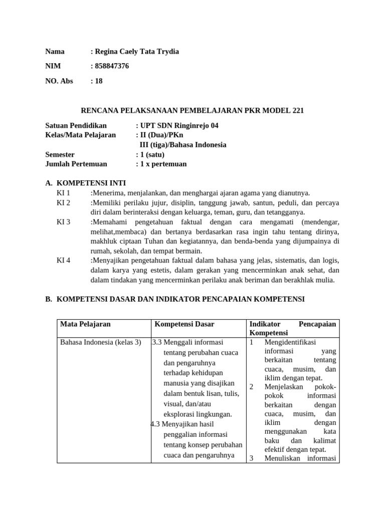 RPP PKR 5 MENIT | PDF