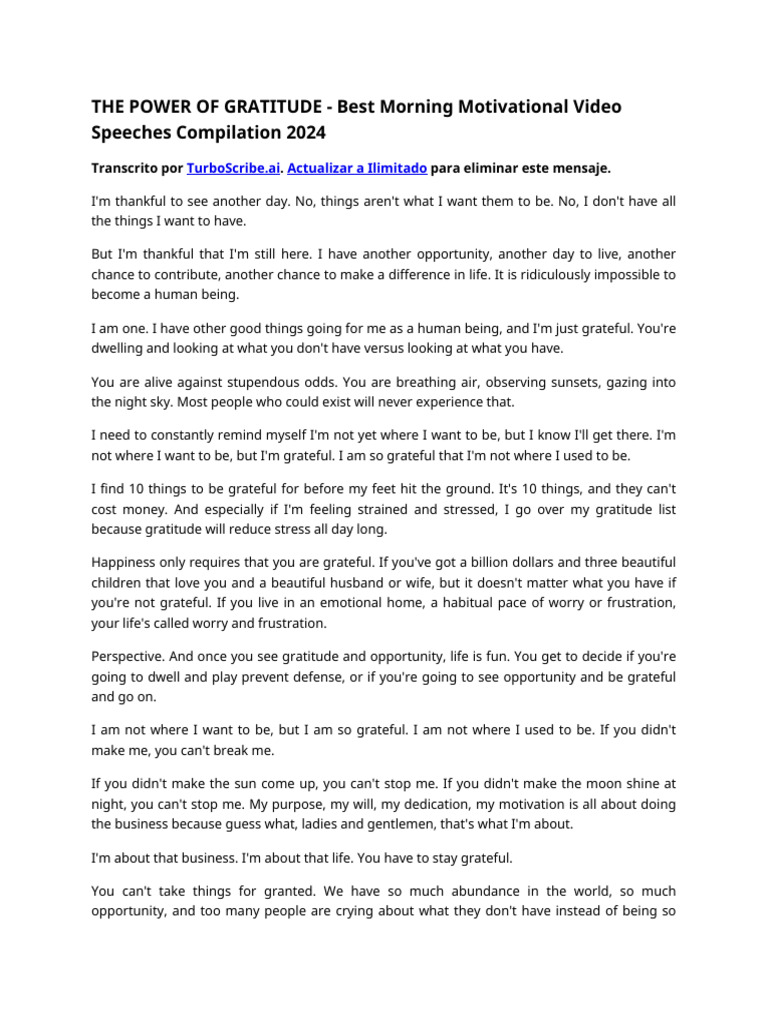 THE POWER OF GRATITUDE - Best Morning Motivational Video Speeches Compilation 2024 | PDF ...