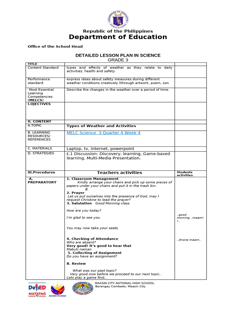 Types and Effects of Weather for Grade 3 | PDF | Sky | Weather