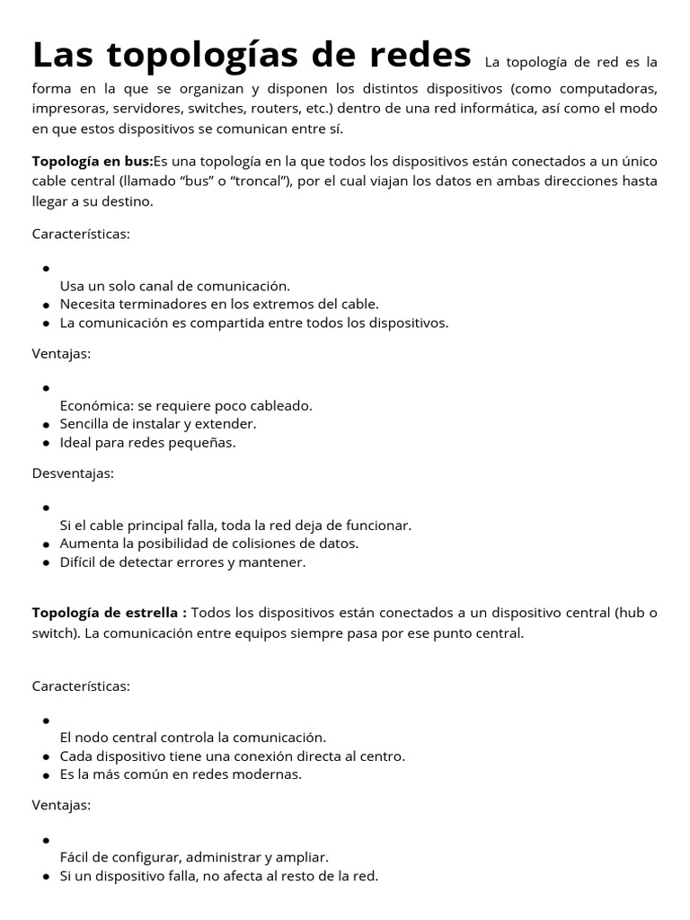 Las Topologías de Redes: Topología en Bus | PDF | Topología de la red | Red de computadoras