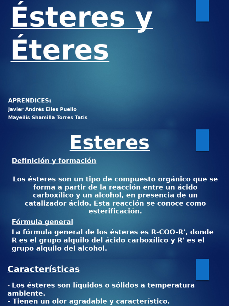Características y usos de ésteres y éteres | PDF | Ester | Acetato