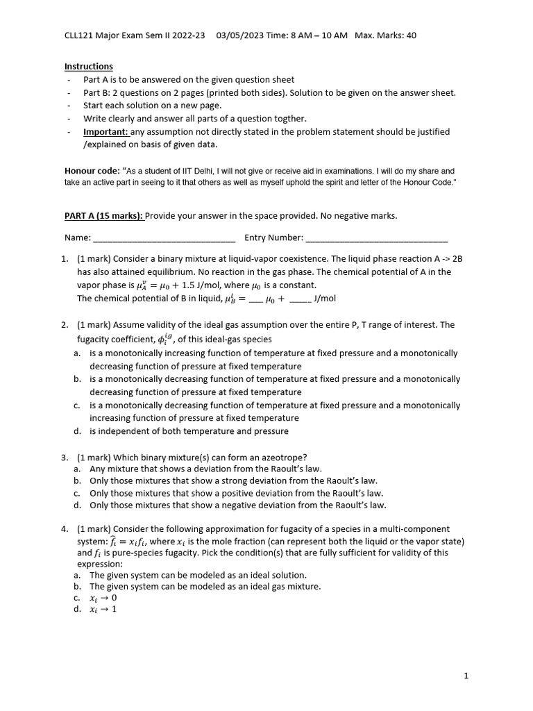 UG Thermodynamics Exam | PDF | Gases | Scientific Phenomena