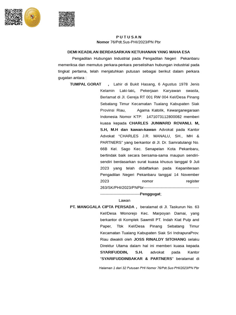 Putusan 76 PDT - Sus-Phi 2023 PN PBR 20250406172533 | PDF