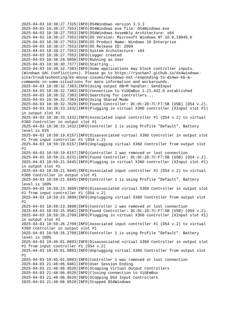 Ds4windows Log 20250403.0 | PDF | Microsoft Windows | Software