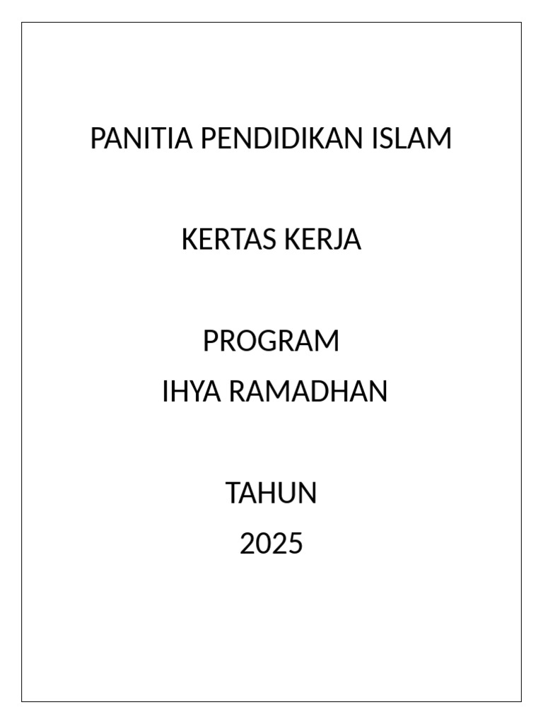 Kertas Kerja Ihya 2024 | PDF