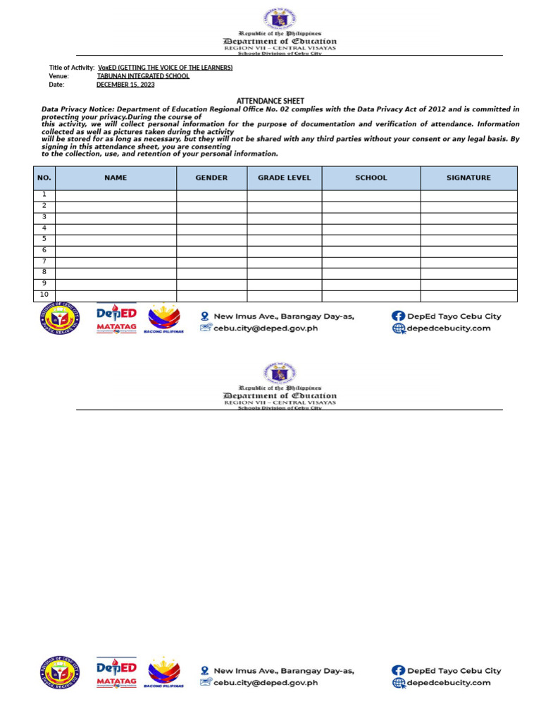 VoxEd-Attendance-Tabunan | PDF