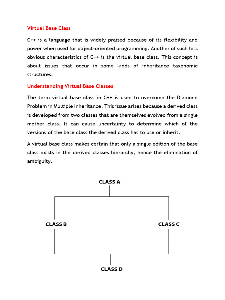 C++ Virtual Base Class Program and Explanation | PDF | Class (Computer Programming) | C++