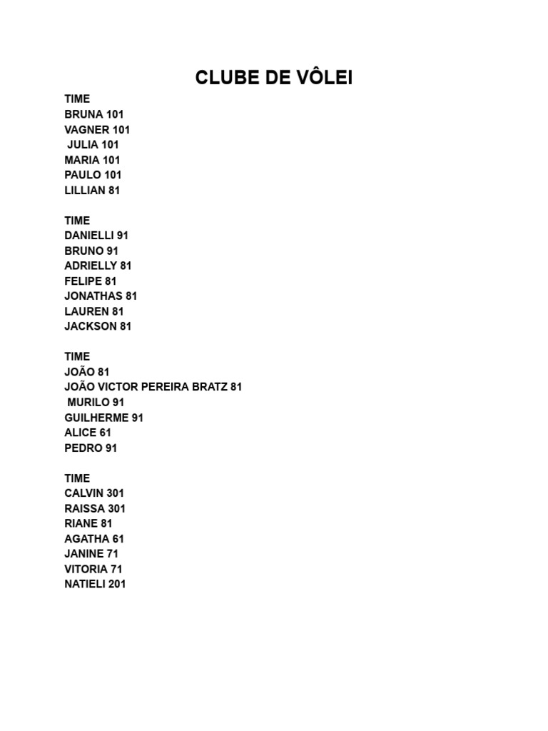 Clube de Vôlei | PDF