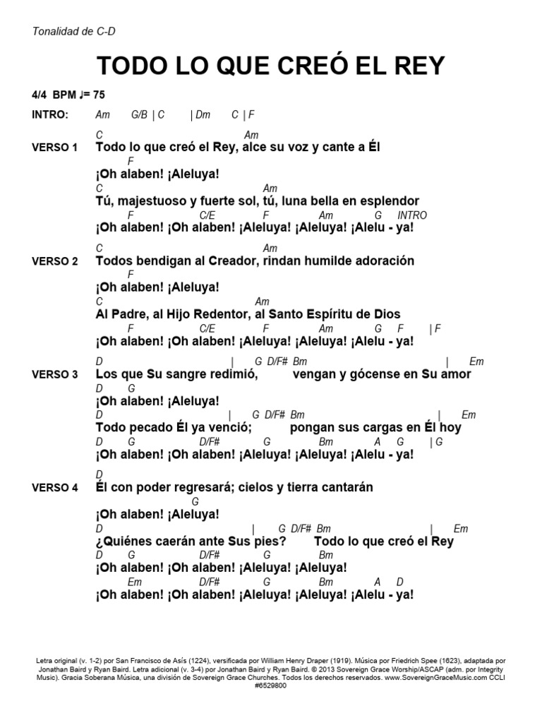 Todo Lo Que Creo El Rey - ACORDES - C D REV 1 | PDF