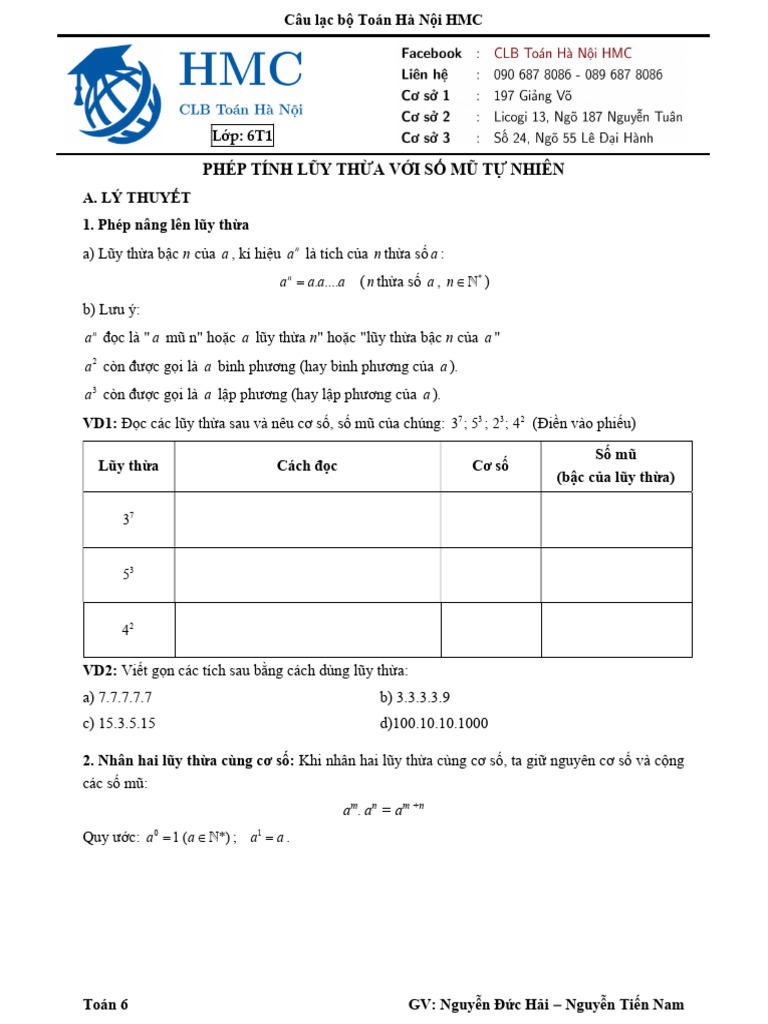 6T1 - B4 - Luy Thua Voi So Mu Tu Nhien | PDF