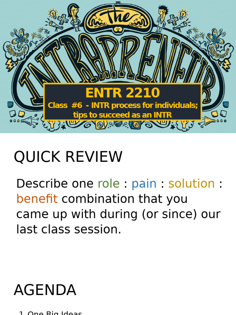 ENTR 2210 - Class 6 INTR Process, Tips To Succeed | PDF | Learning ...