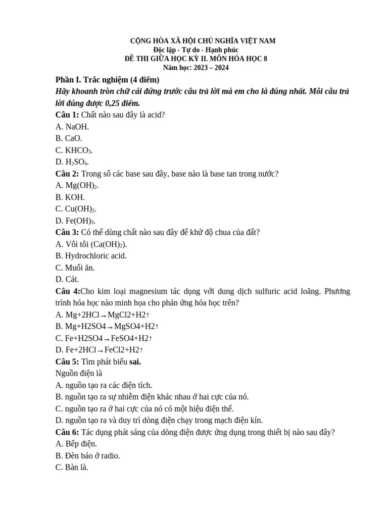 Gkii-khtn 8-Đề Số 3 | PDF