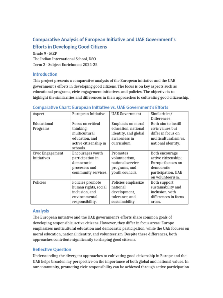 Comparative_Analysis_Europe_UAE | PDF | Civic Engagement | Citizenship