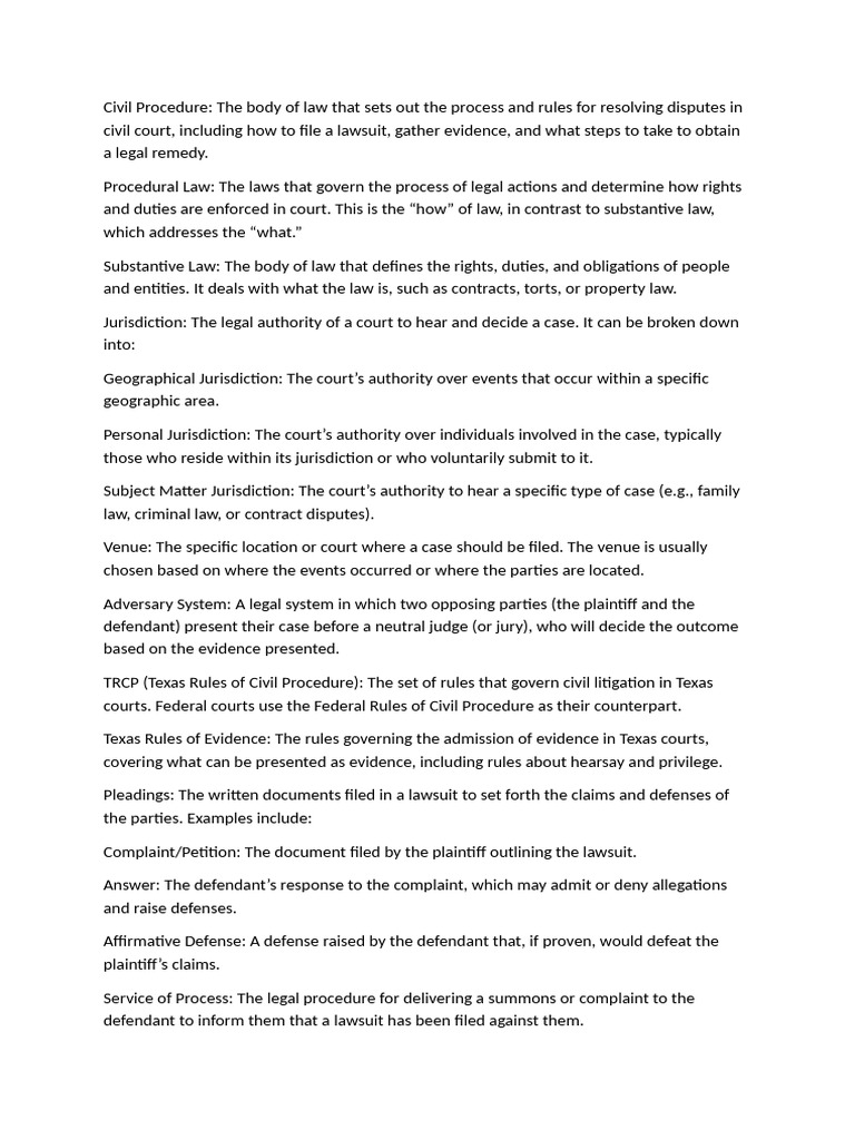 Civil Procedure | PDF | Lawsuit | Evidence (Law)