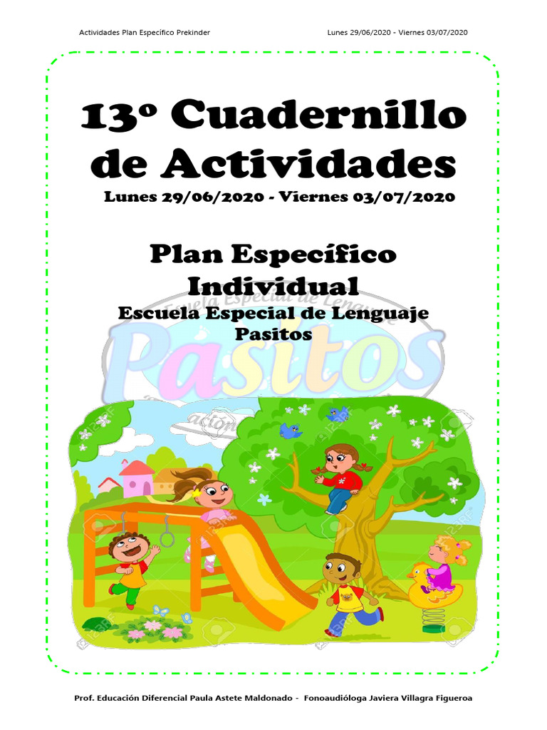 13º Cuadernillo de Actividades NT1 | PDF | Fonema | Comunicación humana