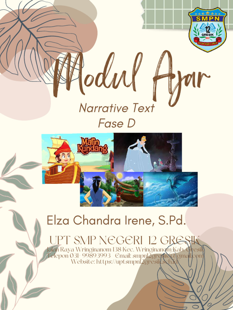 Modul Ajar Fase D Narrative Text - Bukti Karya | PDF