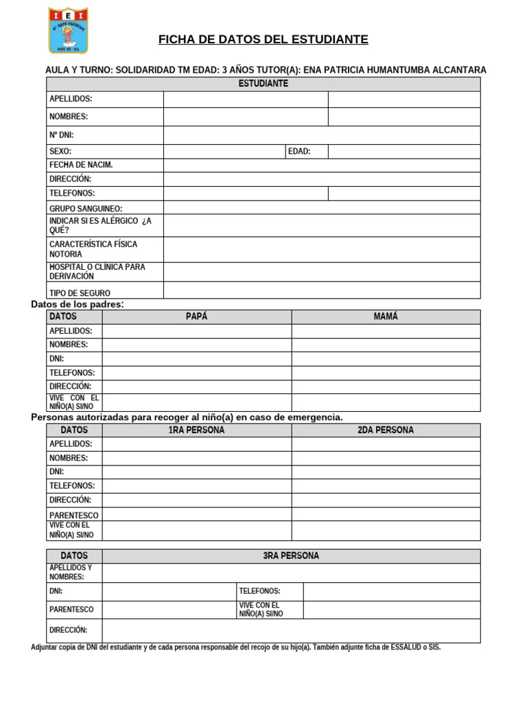 Ficha de Datos Del Estudiante | PDF | Autenticación | Control de acceso