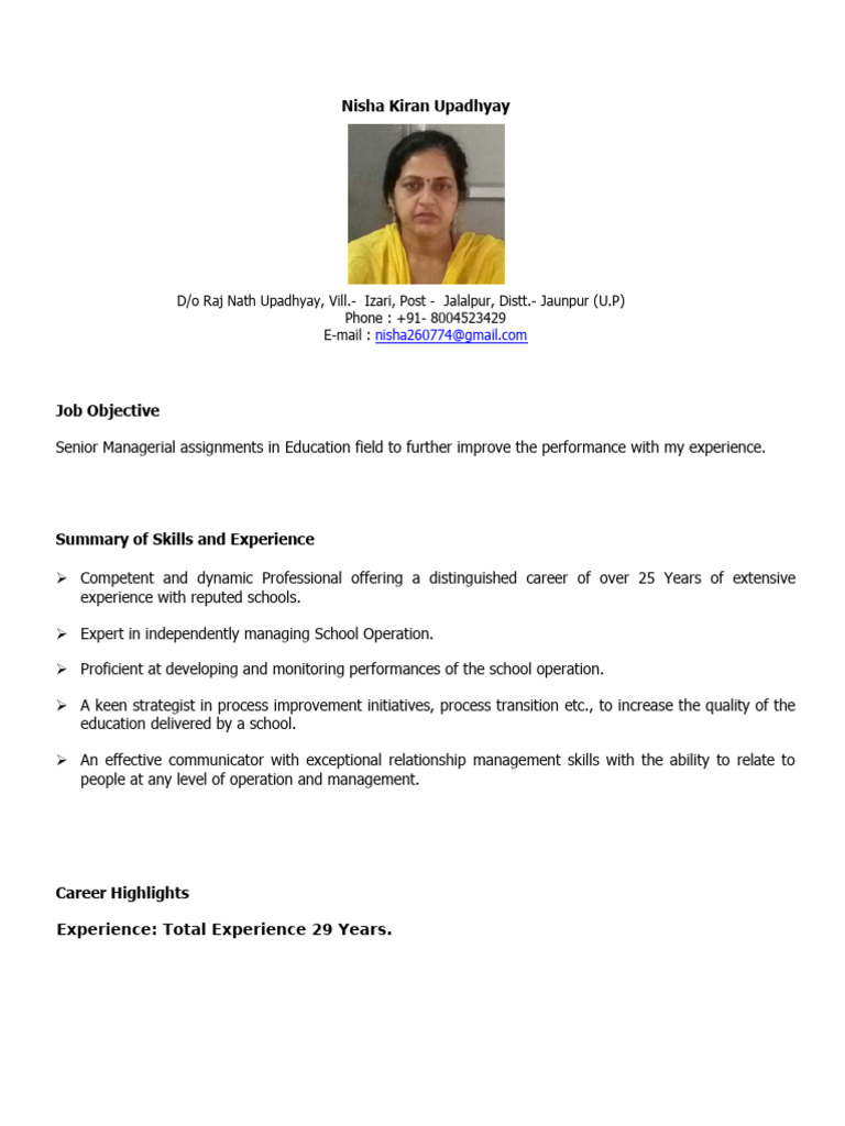 Resume_-_Nisha_Kiran_Upadhyay (2) (1) (1) | PDF