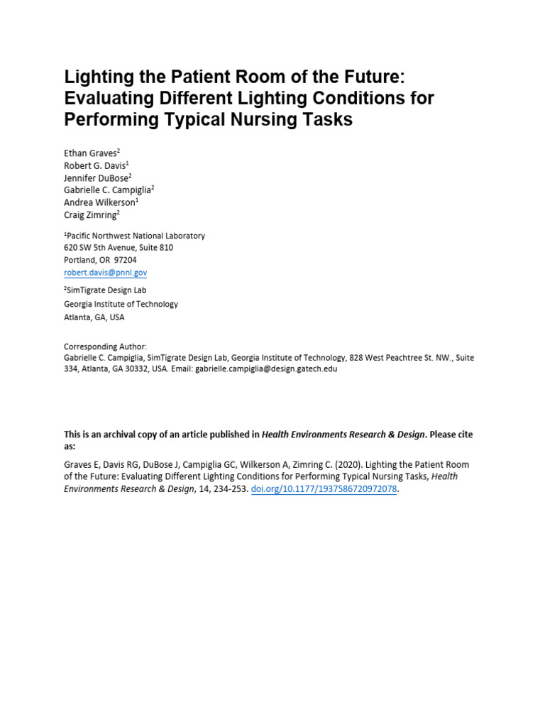 Future Patient Room Lighting Evaluation | PDF | Lighting | Light