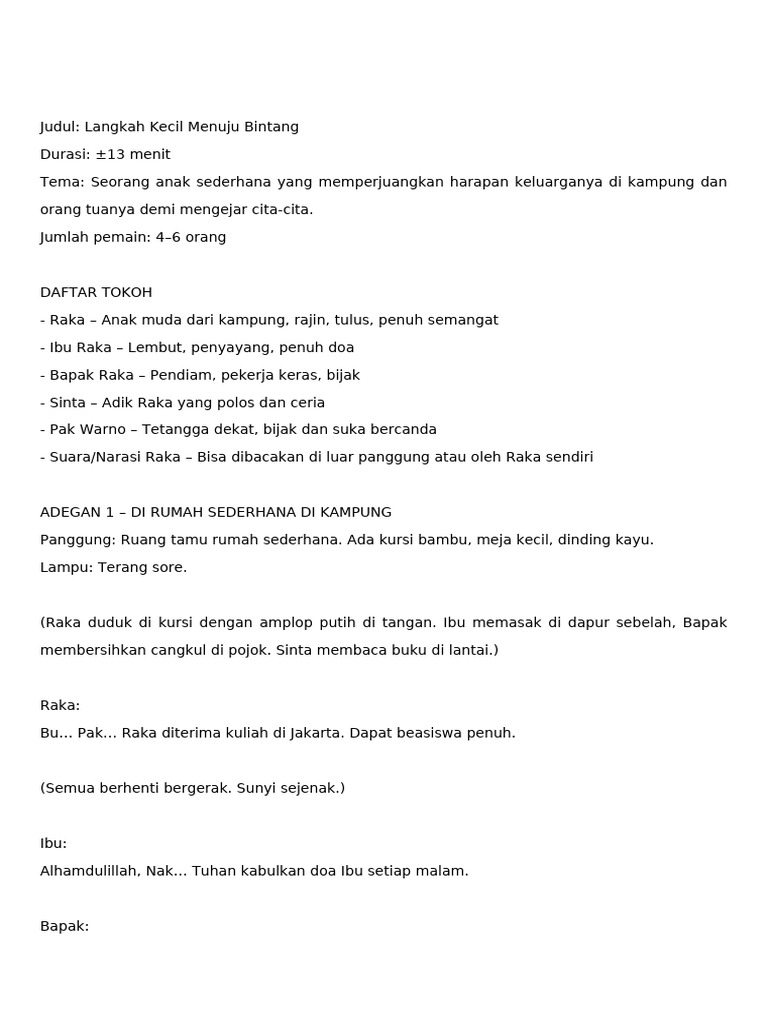 Naskah Drama Langkah Kecil Menuju Bintang | PDF