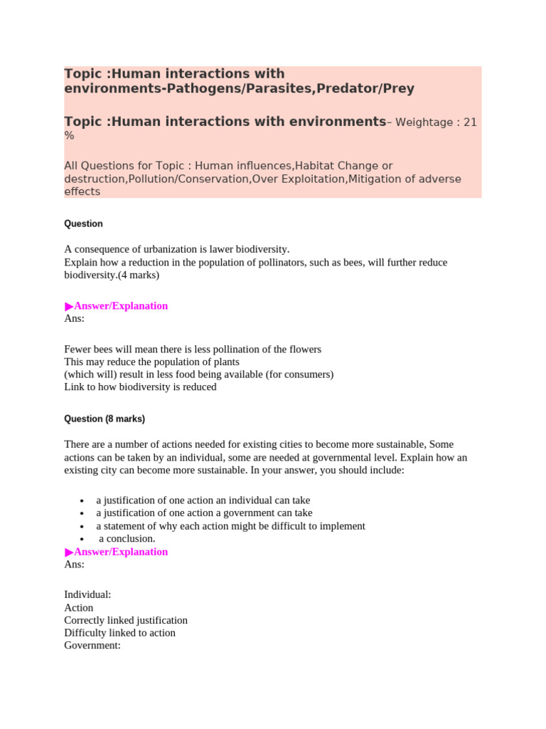 Human interactions with environments | PDF | Habitat Destruction ...
