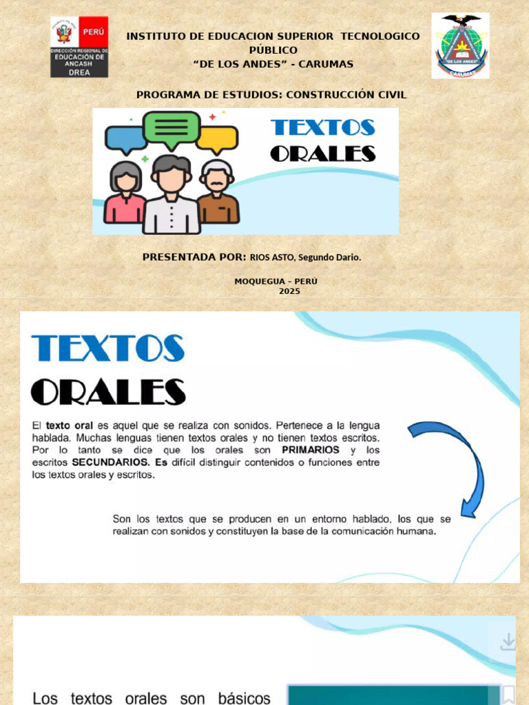 Clase #03 - Textos Orales | PDF