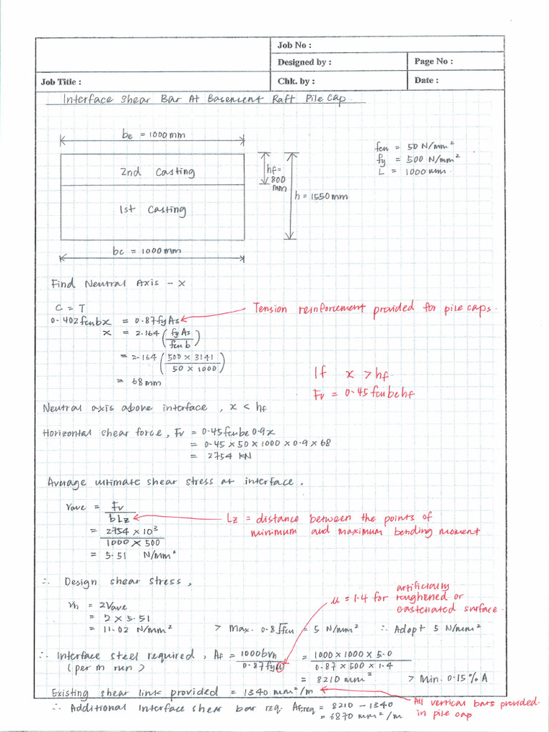 Interface Shear Bar Calculation | PDF
