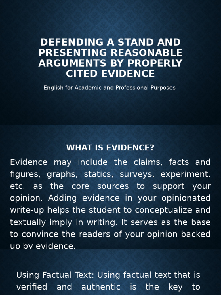EAPP Defending A Stand and Presenting Reasonable Arguments | PDF | Major Depressive Disorder ...